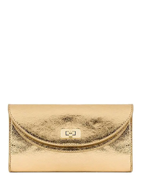 Sandro Mambo Metallic Leather Clutch - Gold