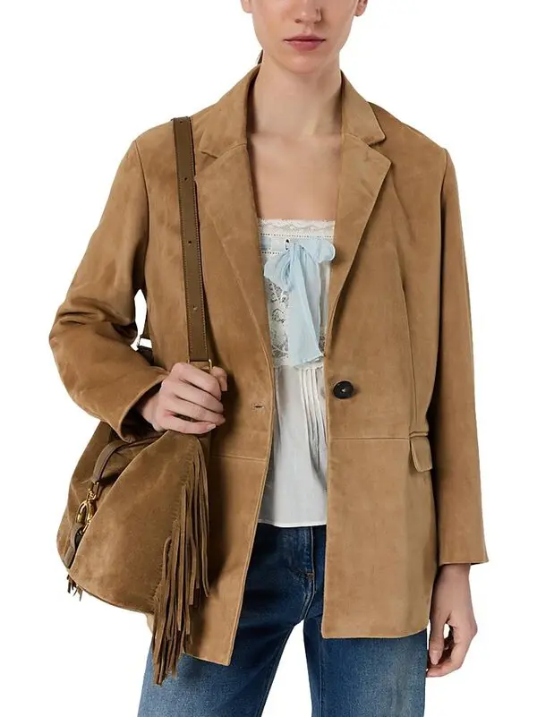 Gerard Darel Taely Suede Blazer - Sand