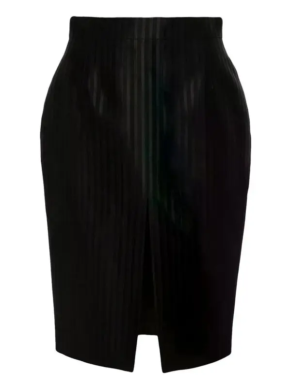 Saint Laurent Pinstripe Pencil Midi Skirt - Black