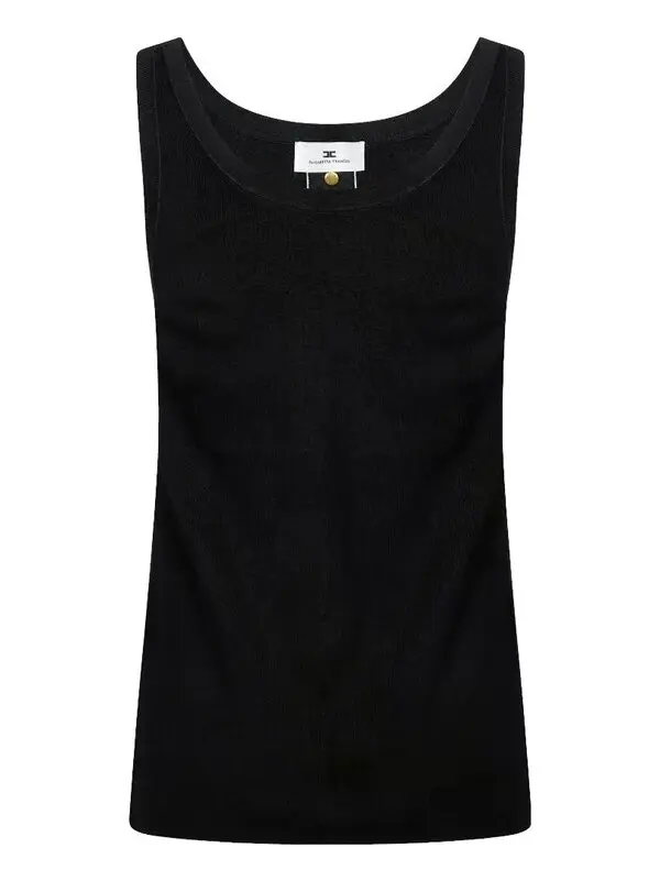 Elisabetta Franchi Sleeveless Knit Top With Logo Detail - Black