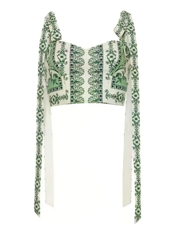 Cara Cara Faiza Tie-straps Floral-print Cropped Top - Neutrals