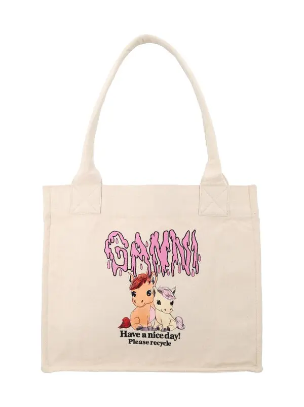 GANNI Tote Bag With Print - White