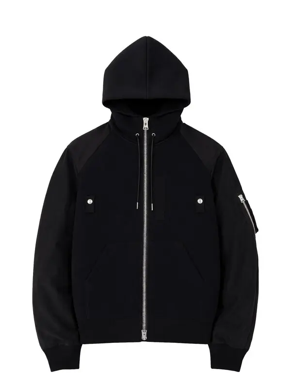Sacai Hooded Zip-up Jacket - Black