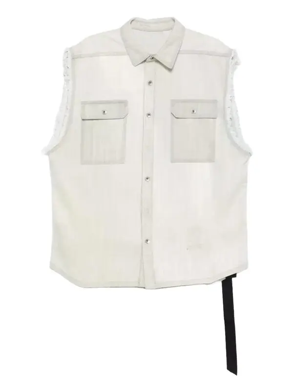 Rick Owens Frayed Pocket Sleeveless Shirt Jacket - Neutrals