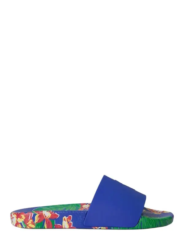 Polo Ralph Lauren Floral-print Slides - Blue