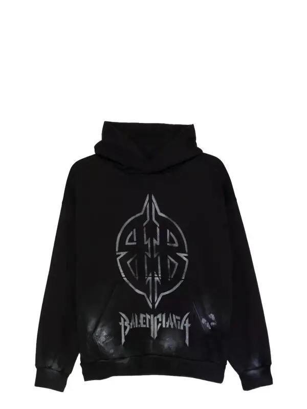 Balenciaga Graphic-print Hoodie - Black