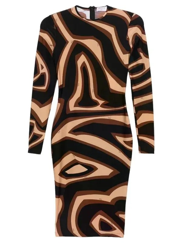 Emilio Pucci Labirinto Wave-print Dress - Black