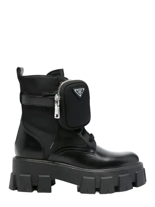 Prada Monolith Combat Boots - Black