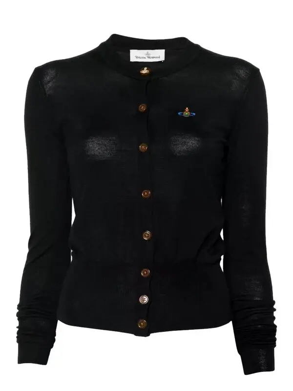 VIVIENNE WESTWOOD Orb-embroidered Wool Cardigan - Black