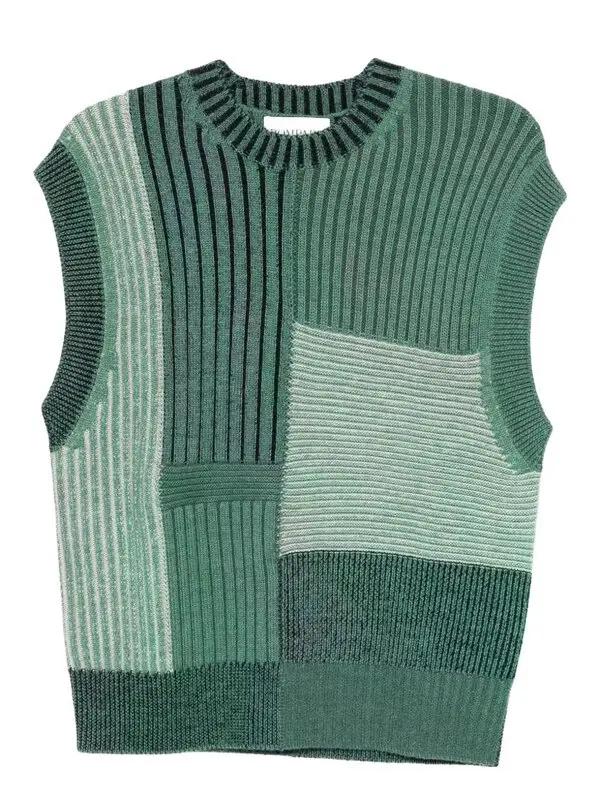 Eric Bompard Sleeveless Knit Patchwork Vest - Green