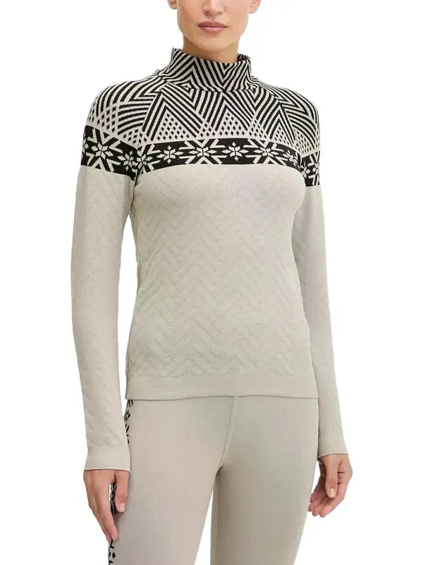 NEWLAND Geometric Patterned Turtleneck Sweater - Neutrals