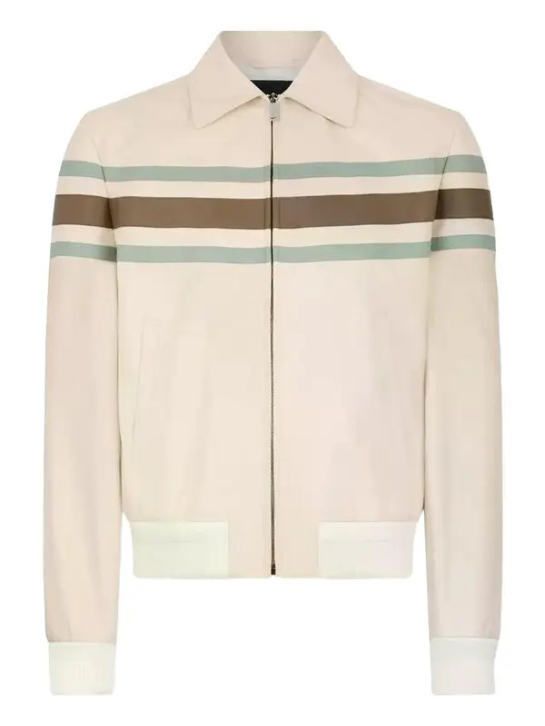 Dsquared2 Striped Leather Jacket - Neutrals