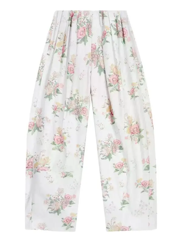 OPEN YY Floral Gathered Trousers - White