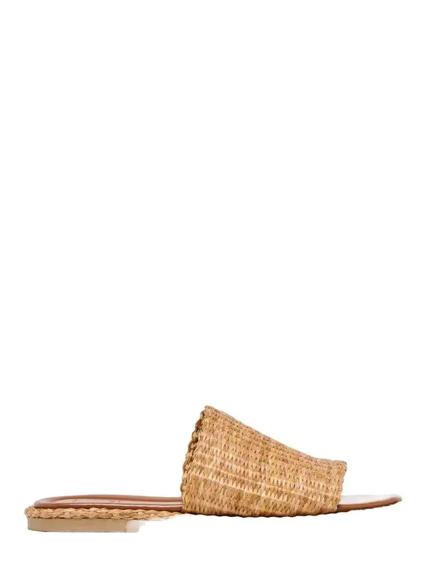 DOLCEVITA Ridge Raffia Slides - Natural Raffia