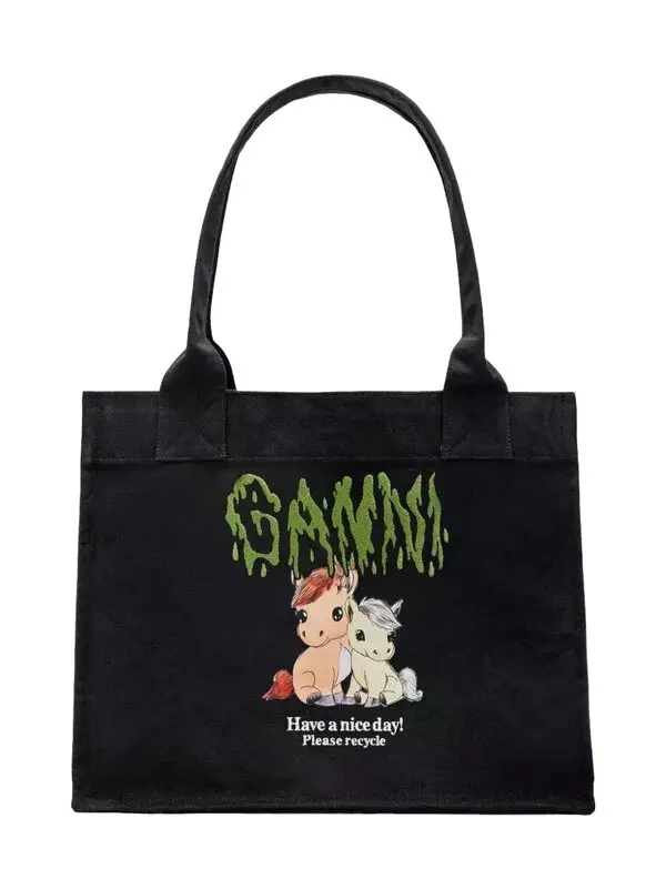 GANNI Printed Shopper - Black
