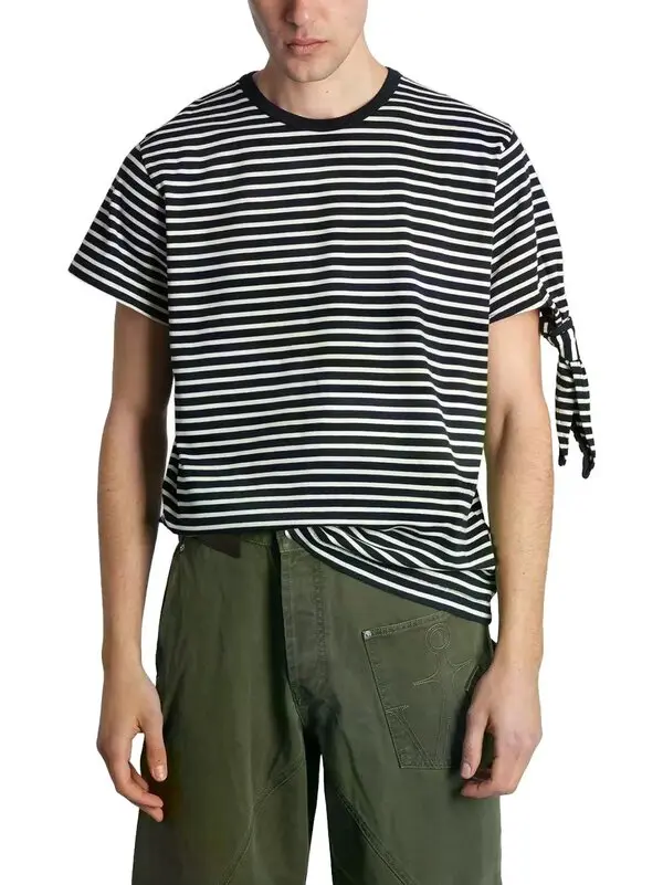 JW Anderson Striped Tie-sleeve T-shirt - Blue