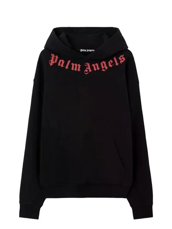 Palm Angels Neck-logo Hoodie - Black