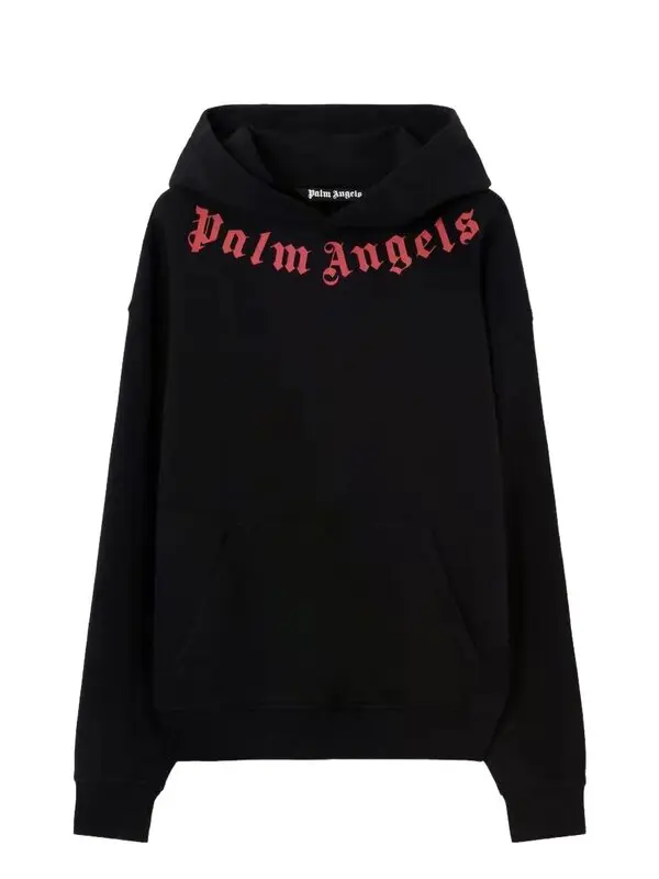 Palm Angels Neck-logo Hoodie - Black