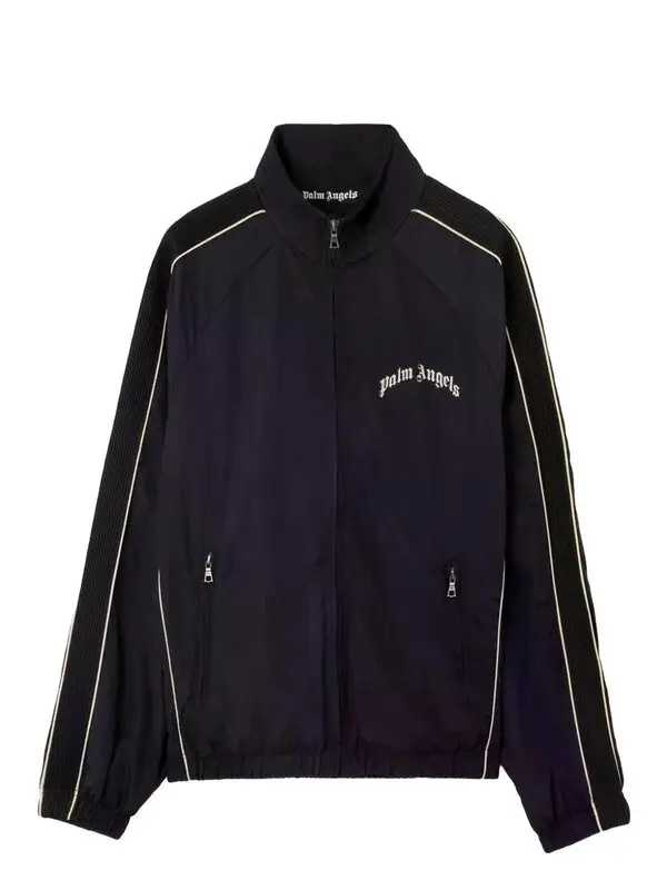 Palm Angels Logo Striped Windbreaker - Black
