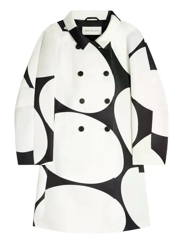 Dries Van Noten Double-breasted Printed Coat - Black