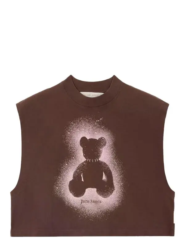 Palm Angels Bear-print Boxy Tank Top - Brown