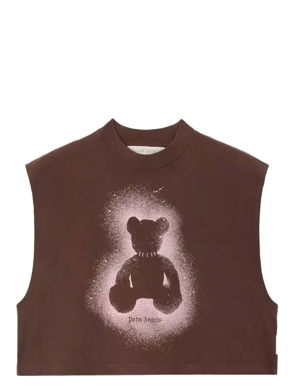 Palm Angels Bear-print Boxy Tank Top - Brown