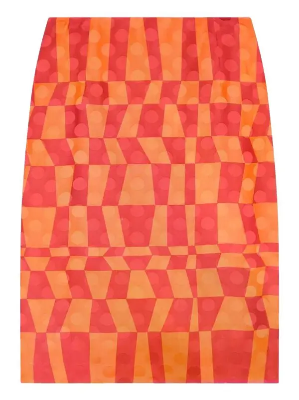 Dries Van Noten Geometric-print Midi Skirt - Orange