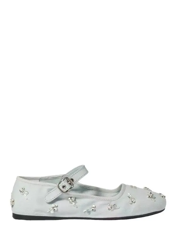 Miu Miu Embroidered Drill Ballerinas - Green