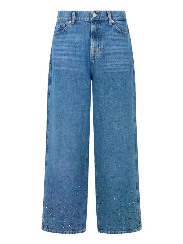 7 For All Mankind Embellished Straight Leg Jeans - Blue