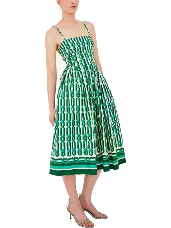 Cara Cara Sea Island Geometric-print Midi Dress - Green