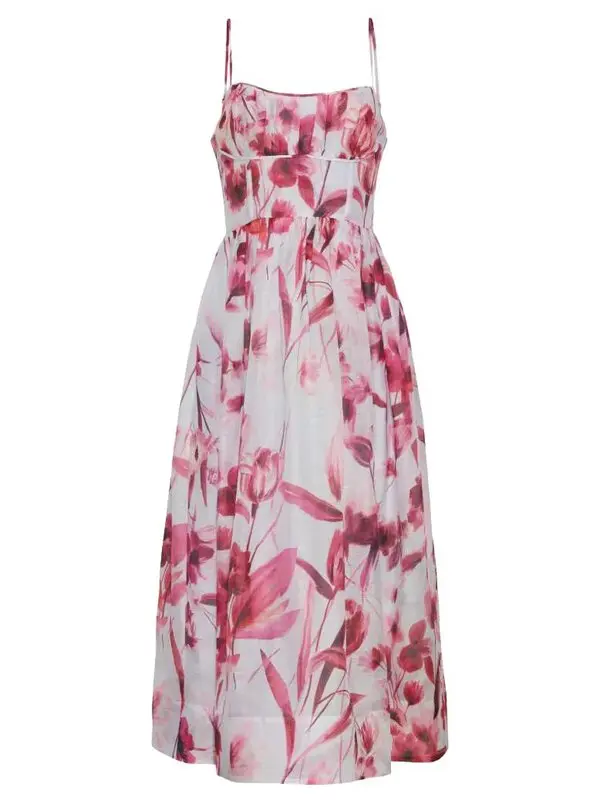 Cara Cara Alba Floral-print Midi Dress - White