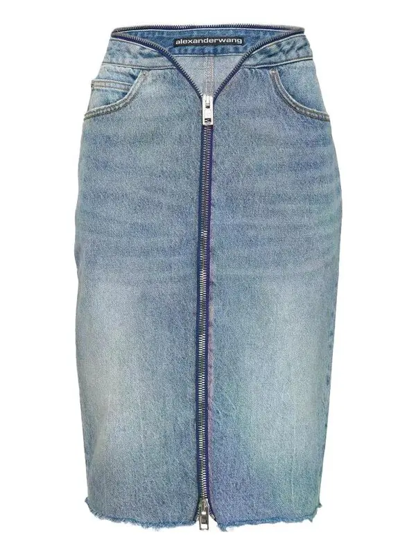 Alexander Wang Zip-up Raw-hem Fitted Skirt - Blue