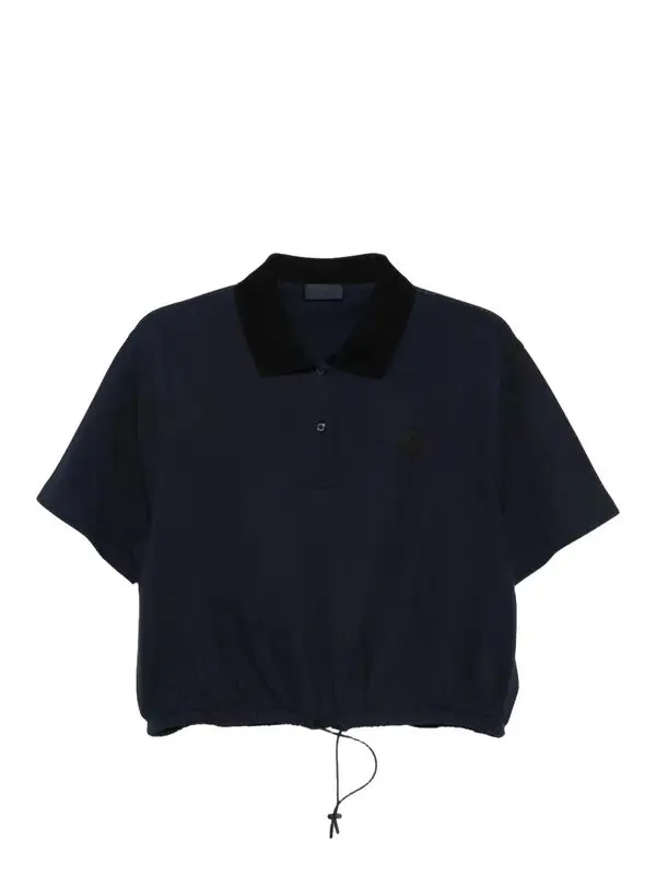 Moncler Drawstring-waistband Logo Patch Polo Shirt - Blue