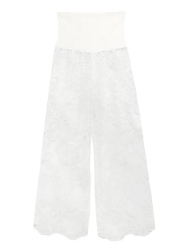MAURIZIO BRASCHI Lace Wide-leg Trousers - White