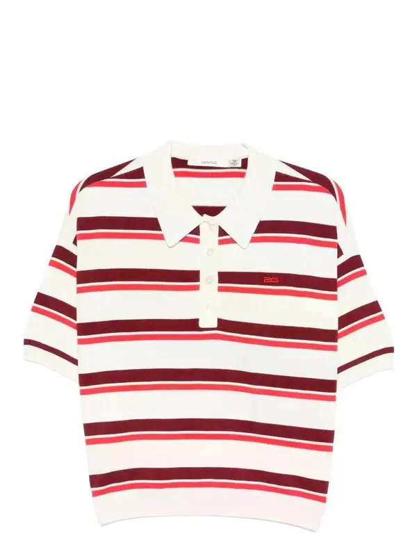 GESTUZ Striped Polo Shirt - Neutrals