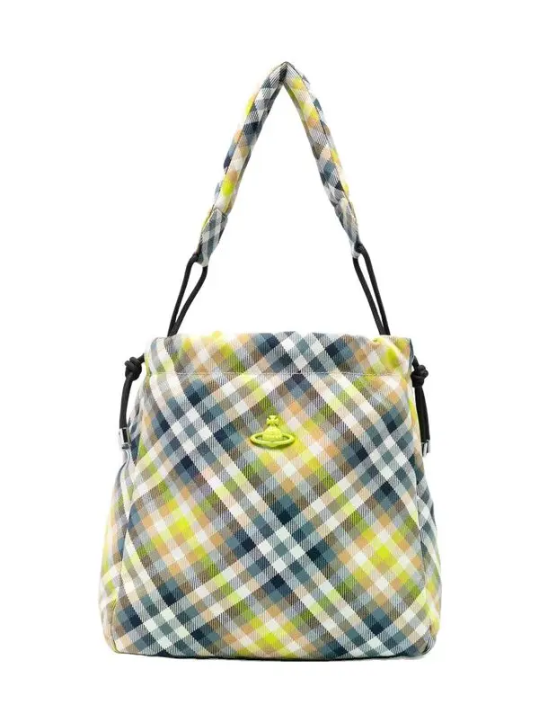 VIVIENNE WESTWOOD Woven Tartan Bucket Bag - Blue
