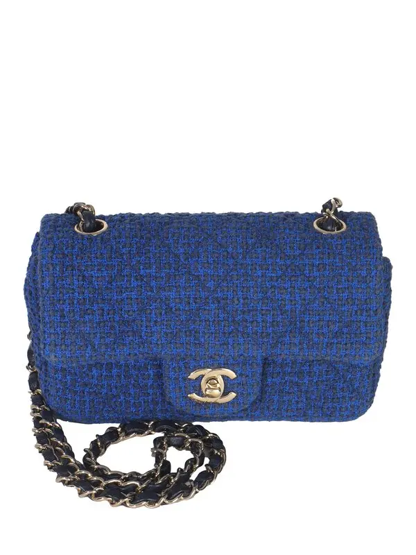 Chanel Electric Tweed Rectangular Flap Bag - Blue