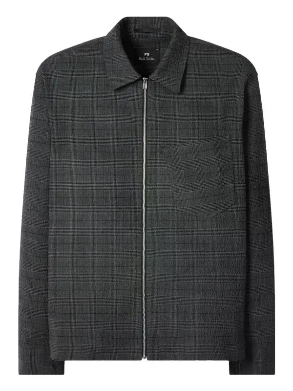 Paul Smith Textured-cotton Check Zip Overshirt - Grey