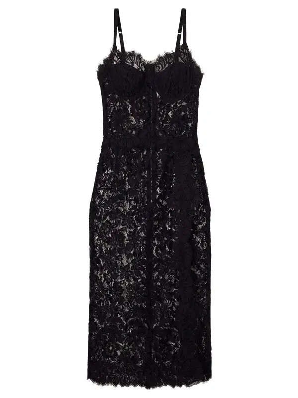 Dolce & Gabbana Lace Midi Dress - Black