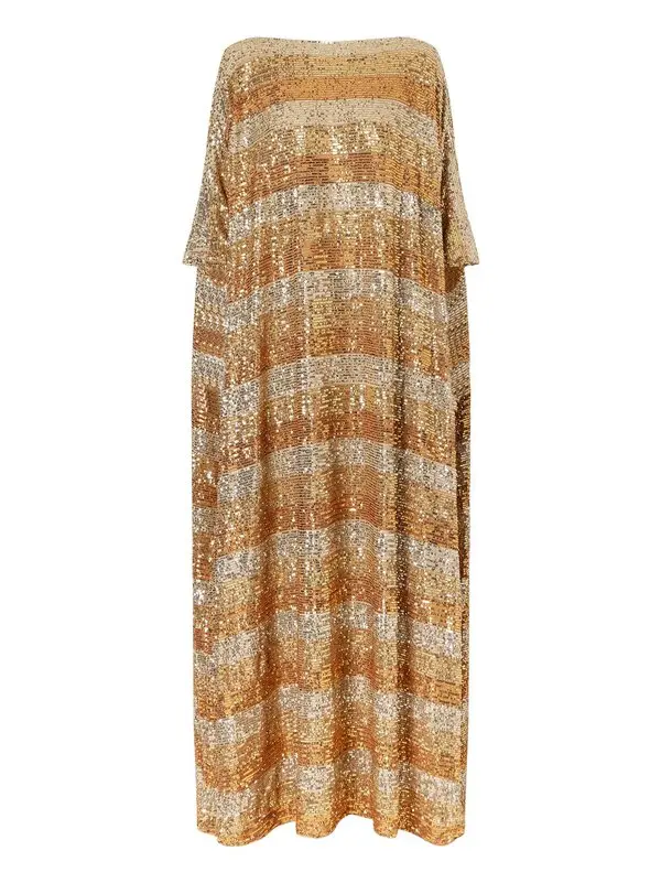 DIMA AYAD Striped Sequined Crepe Kaftan - Metallic