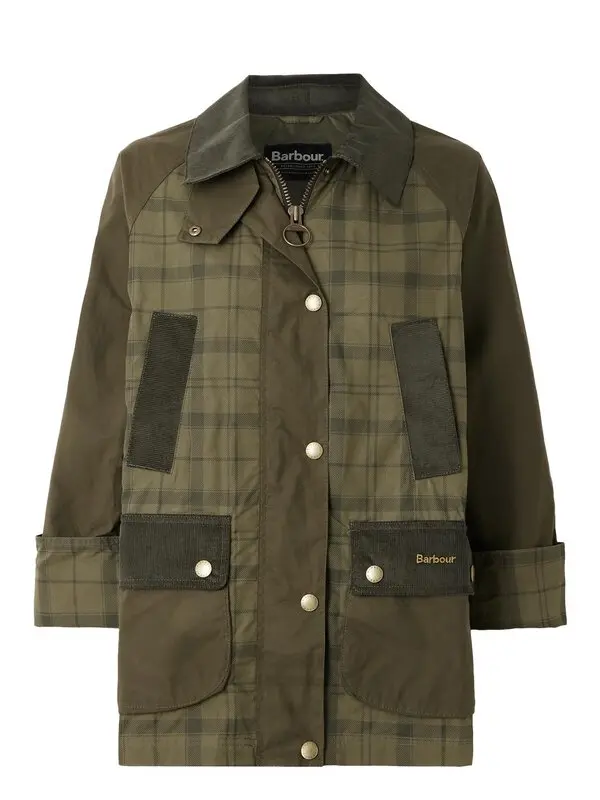 Barbour Beadnell Checked Cotton Jacket With Corduroy Trim - Green
