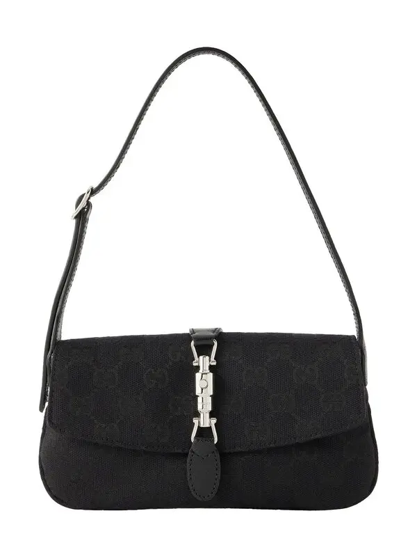 Gucci Jackie Mini Leather-trimmed Canvas-jacquard Shoulder Bag - Black