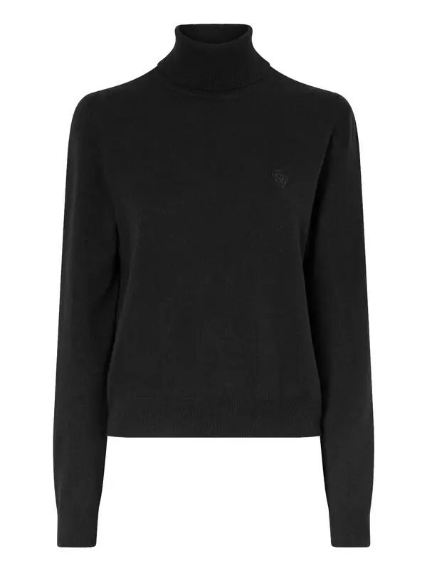 Gucci Embroidered Wool Turtleneck Sweater - Black