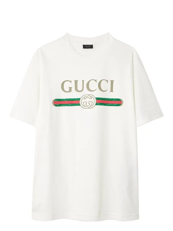Gucci Oversized Printed Jersey T-shirt - White