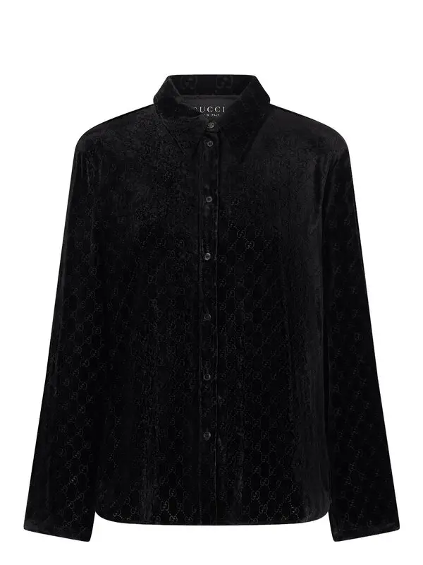 Gucci Devoré-velvet Shirt - Black
