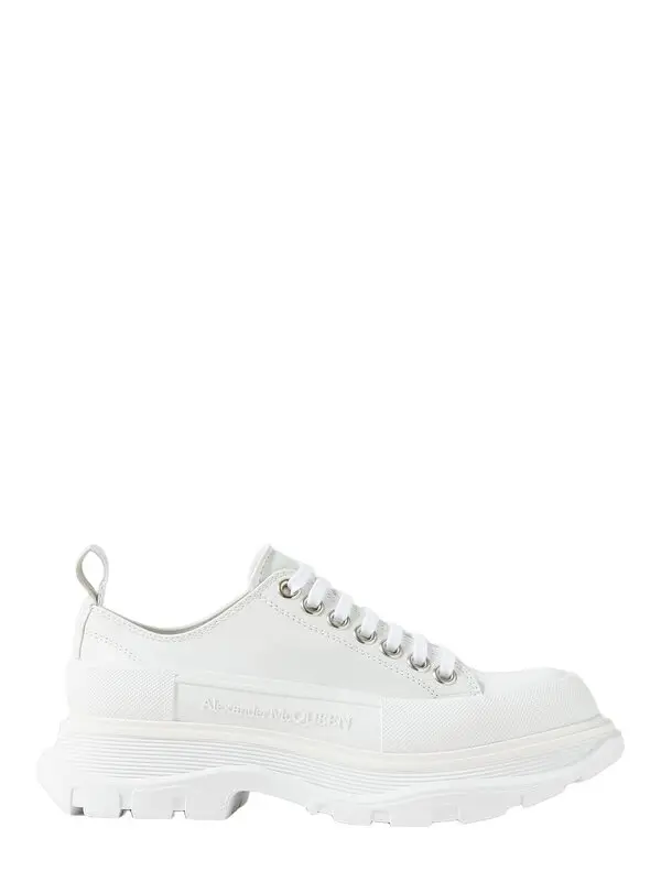 Alexander McQueen Leather Exaggerated-sole Sneakers - White