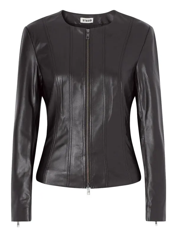 Staud Leather Biker Jacket - Black