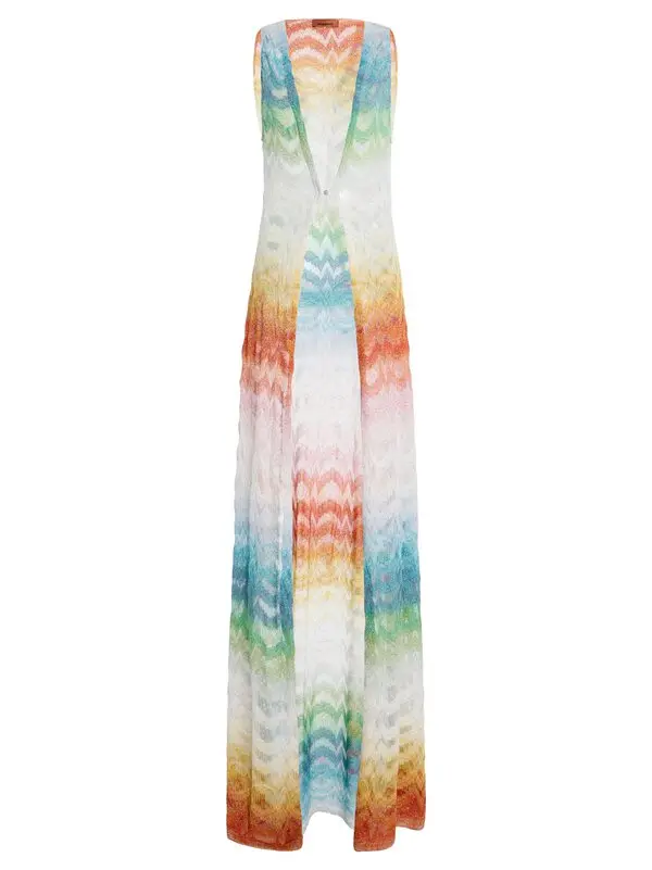 Missoni Metallic-knit Chevron Maxi Cover-up Dress - Multi