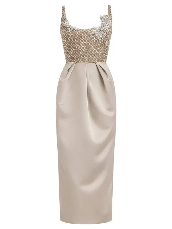 Oscar De La Renta Crystal-embellished Cocktail Dress - Grey