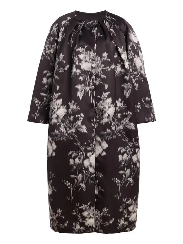 Oscar De La Renta Printed Satin Coat - Black/white